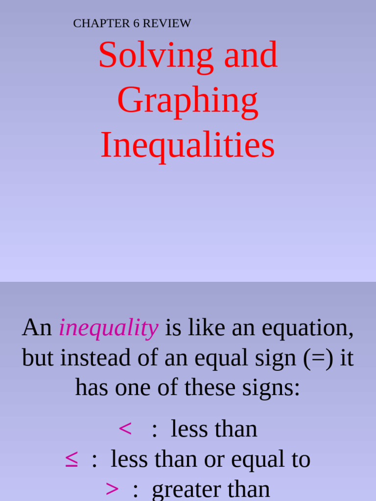 Solving and Graphing Inequalities | PDF | Inequality (Mathematics ...