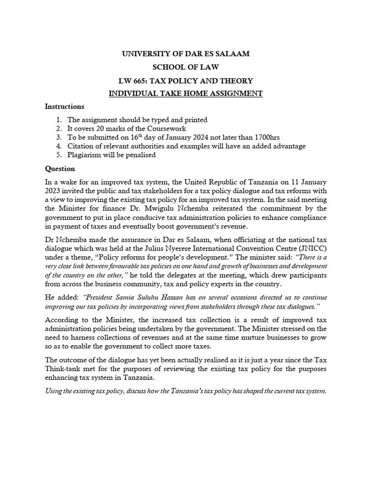 LW 665 - Take Home Assignmnent 2024 | PDF