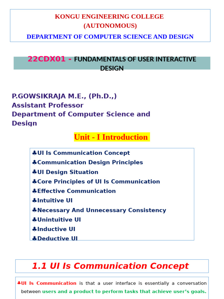 22cdx01 Fuid Unit I Introduction PGR | PDF | User Interface | User Interface Design