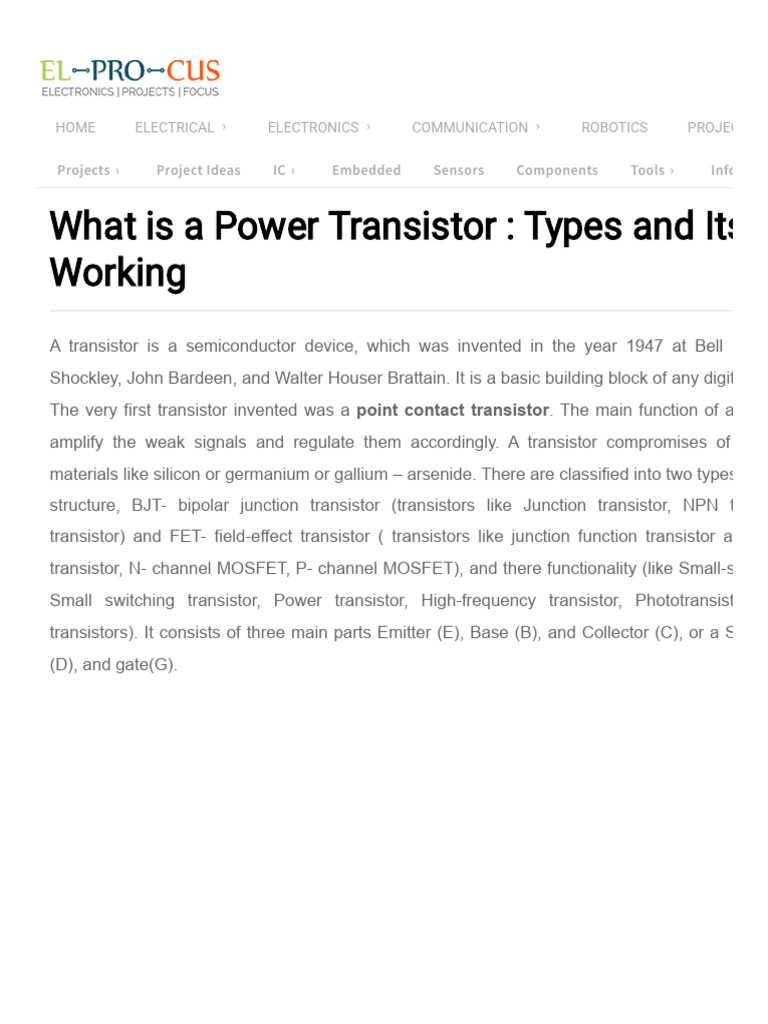 Power Transistor - Structure, Operation, & VI Characteristics | PDF ...