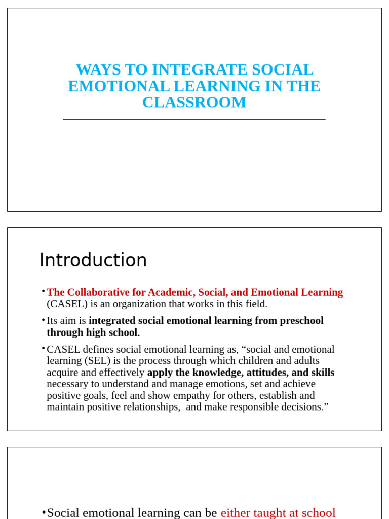 Ways To Integrate Social Emotional Learning | PDF | Mindfulness ...