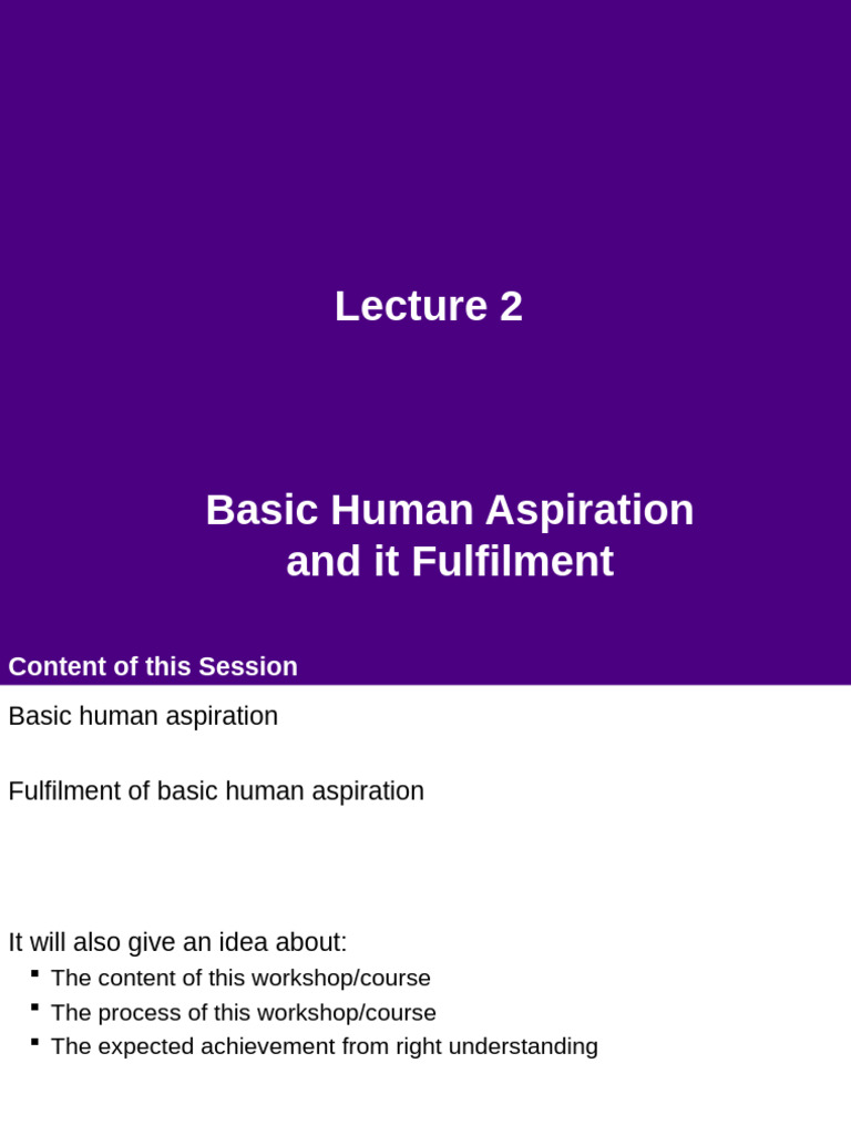 2 Basic Human Aspiration | PDF | Hunger | Thought