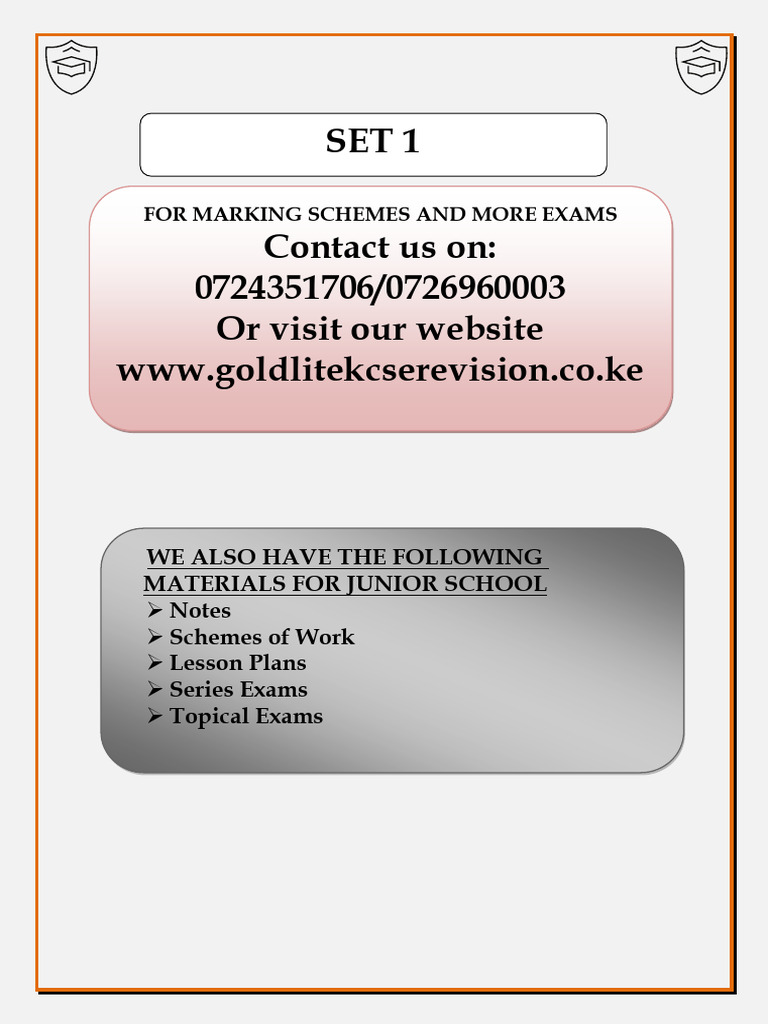 Grade 9 Set 1 Term 1 Series Exams | PDF | Agriculture | Nutrition