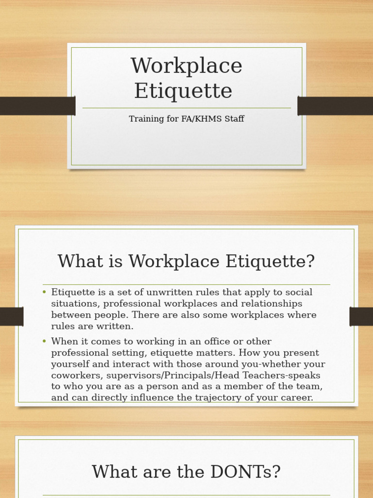 Workplace Etiquette Training Guide | PDF | Conversation | Social Psychology