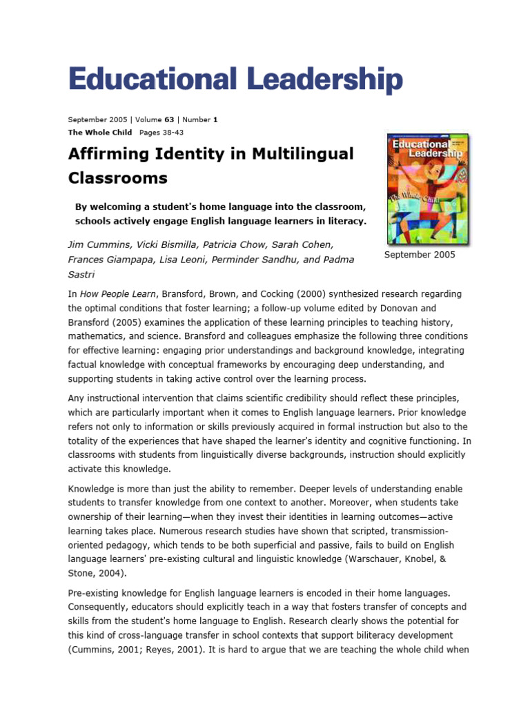 Affirming_Identity_in_Multilingual_Class | PDF | Learning | Literacy