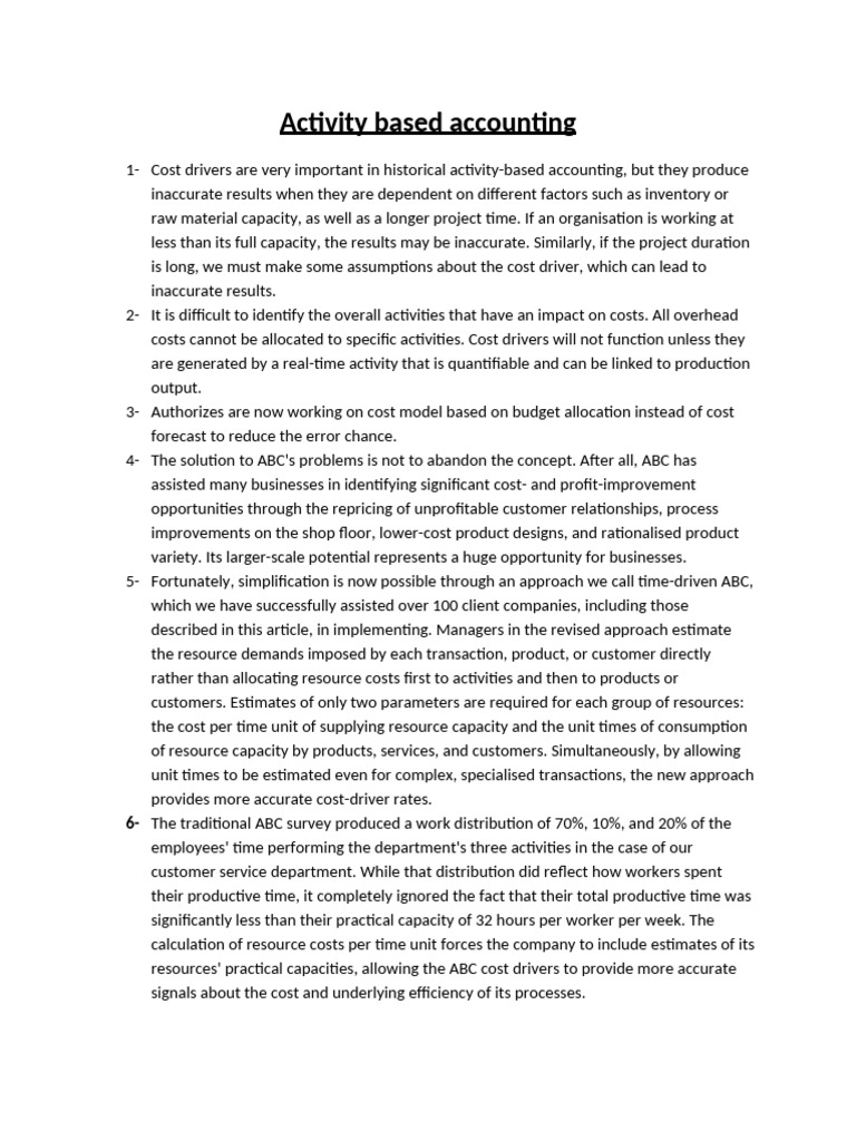 Activity Based Accounting | PDF | Inventory | Economies