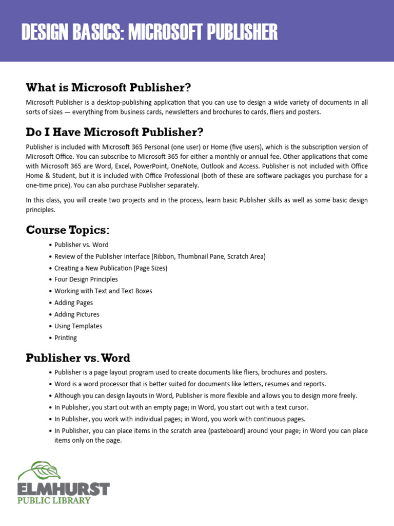 Publisher Basics Handout 07132017JM | PDF | Microsoft Word | Microsoft ...