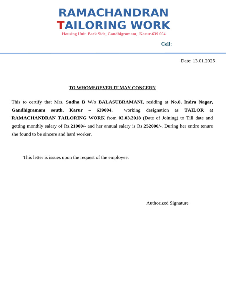 Salary Certificate | PDF