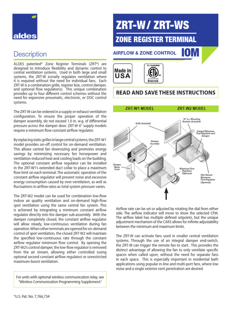 Zrt-w Zrt-ws Iomwithcar3 Iom | PDF | Duct (Flow) | Ventilation ...