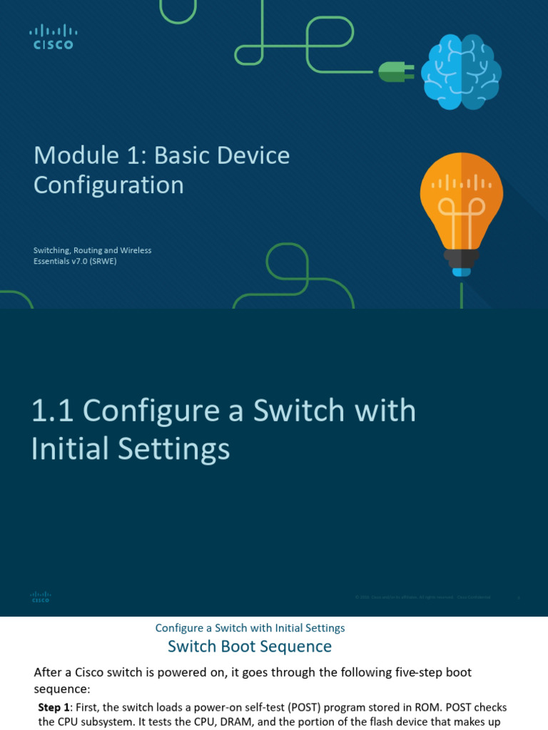 mod-1-CCNA v7-SRWE - Module 1 Basic Device Switching | PDF | I Pv6 | Secure Shell