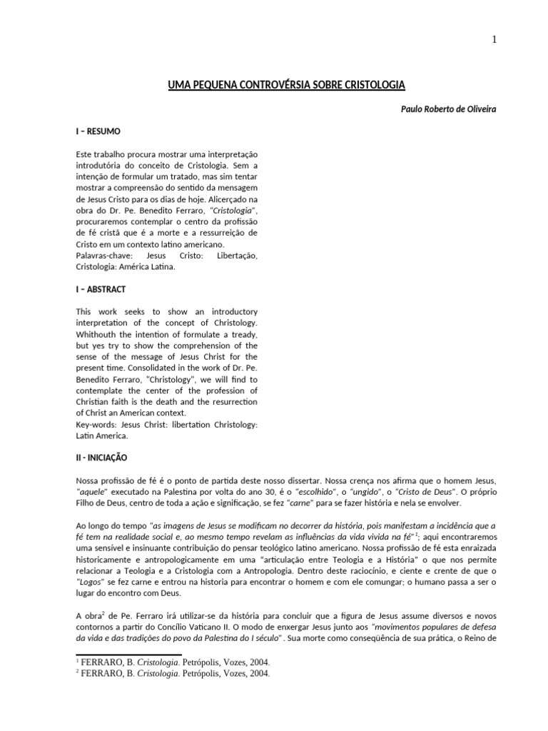 Uma Pequena Controversia Sobre Cristolog | PDF | Jesus | Deus