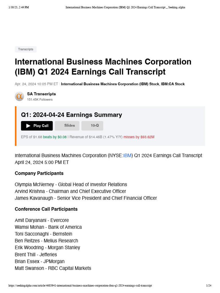 IBM_Q1_2024 | PDF | Artificial Intelligence | Intelligence (AI) & Semantics