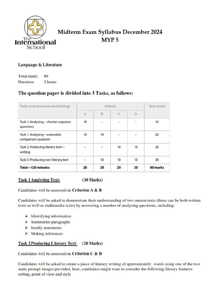 MYP 5 Exam Syllabus Dec 2024 | PDF | Area | Waves