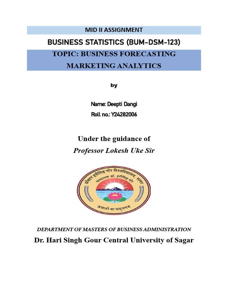 Deepti's Statistics Assignment | PDF | Autoregressive Integrated Moving Average | Forecasting