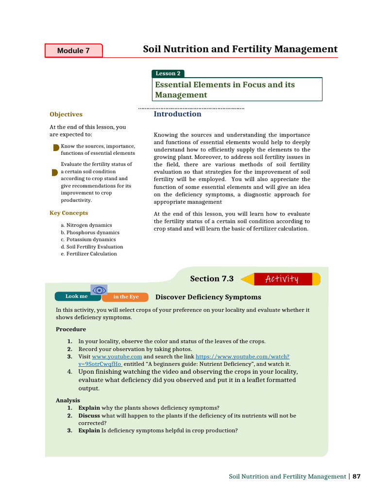 7 Lesson 2 Function and Nutrient Management | PDF | Soil | Plant Nutrition