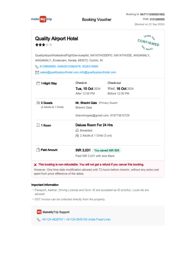 Booking Confirmation Voucher | PDF