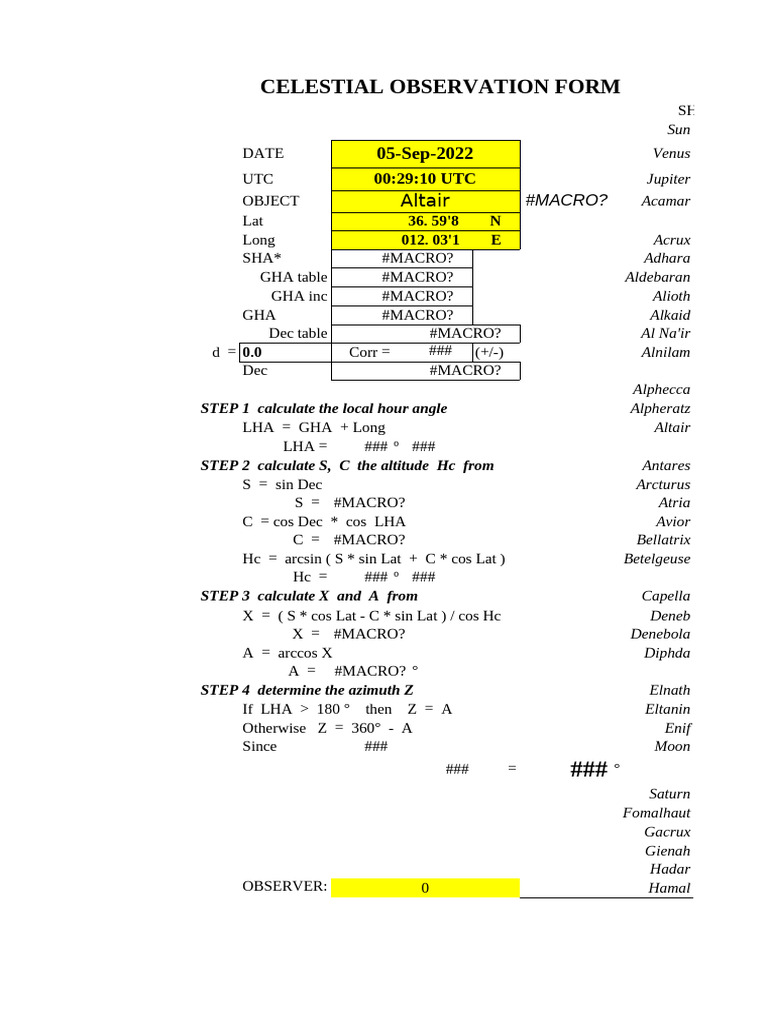 Celestial Observation 05.09.22 | PDF | Stars | Astronomy