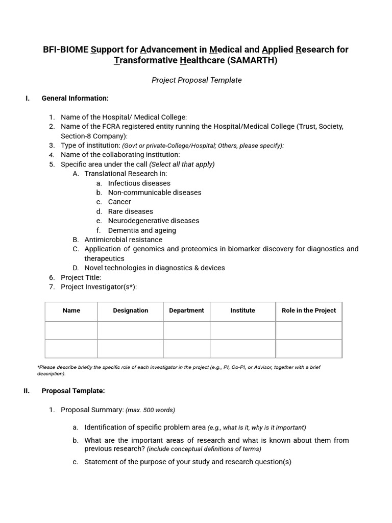 Project Proposal Guideliness-BFI-BIOME SAMARTH | PDF