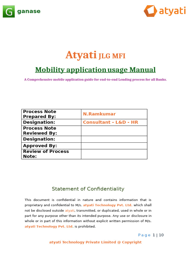 Atyati JLG MFI Mobile App Guide | PDF | Login | User (Computing)