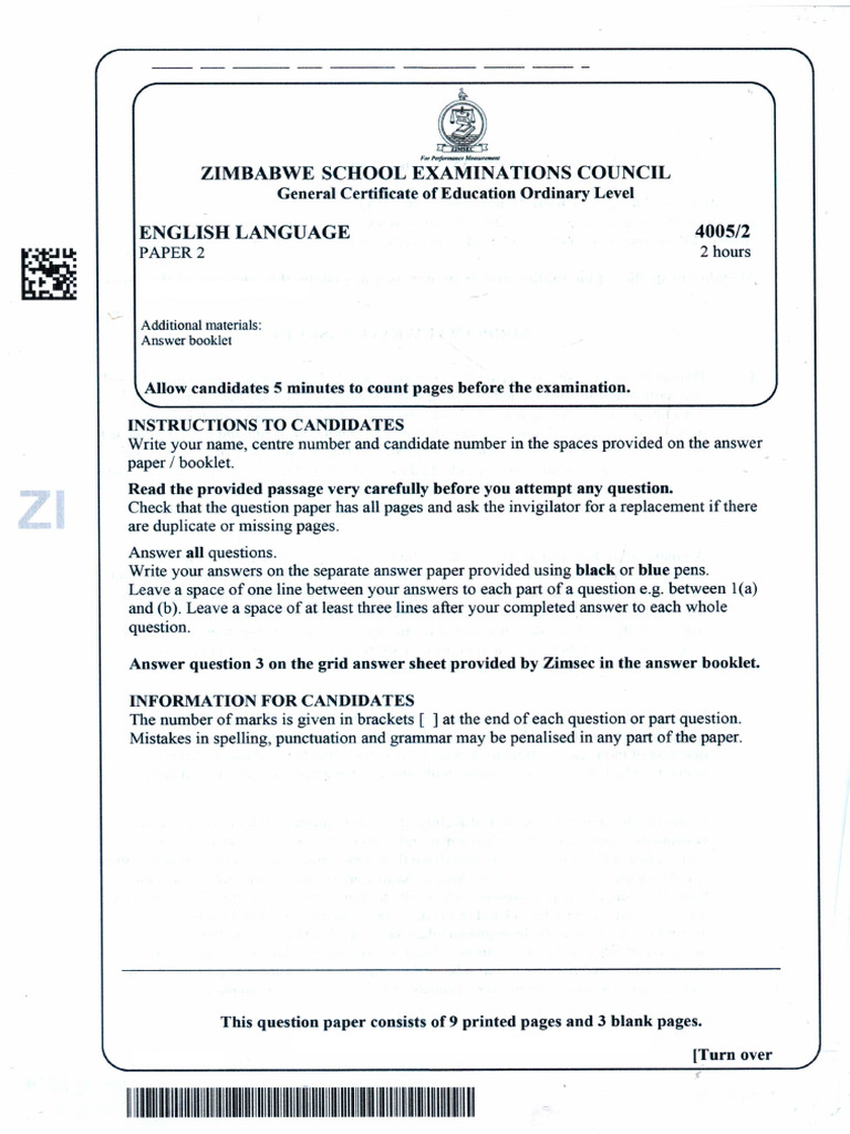 English Paper 2 Nov 2024 | PDF