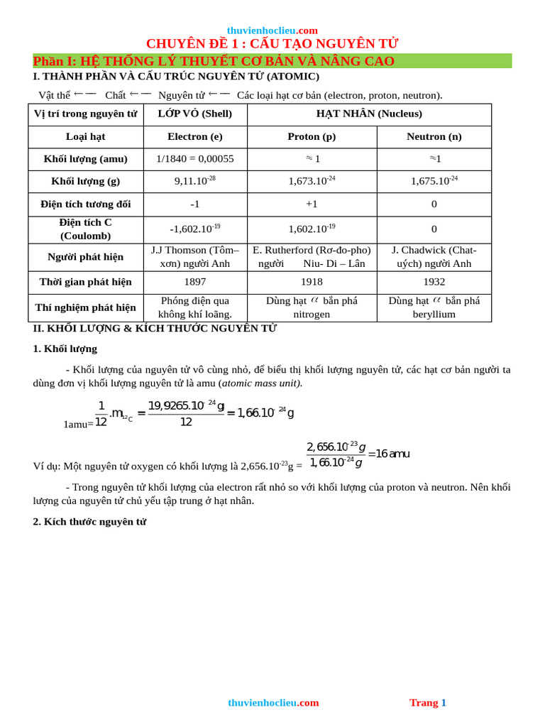 Chuyen de 1 Cau Tao Nguyen Tu | PDF