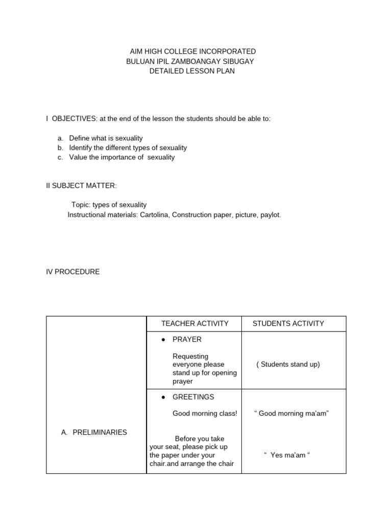 Types of Sexuality Lesson Plan | PDF | Sexual Orientation | Bisexuality
