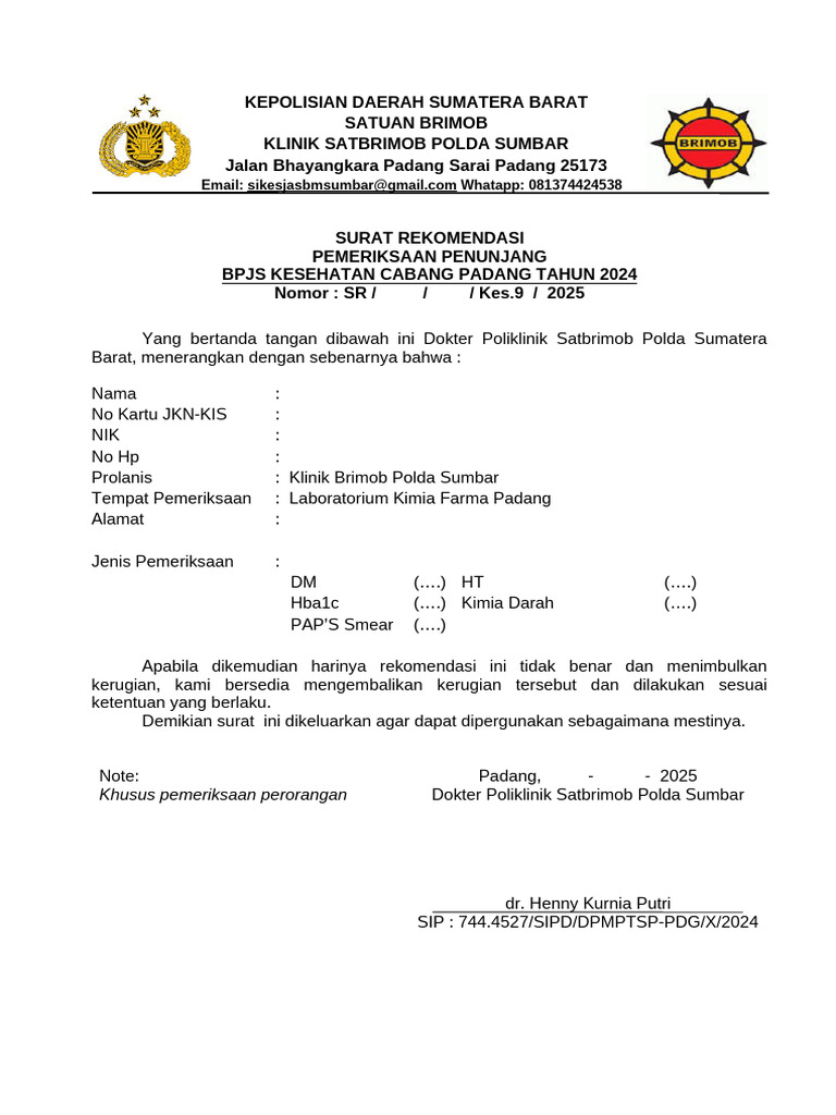 Surat Pengantar Laboratorium Kimia Farma Padang Pdf