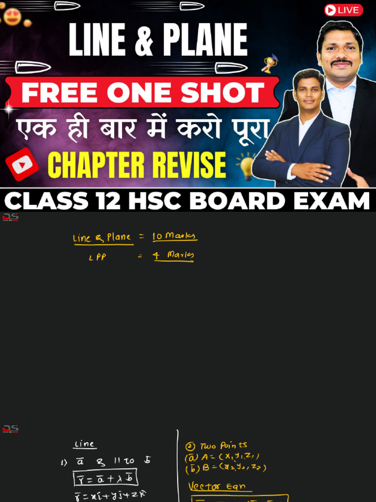 Line & Plane Yt One-Shot Series Lec-1 | PDF