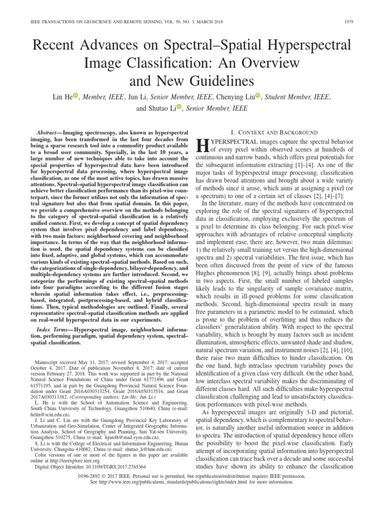2018 Recent Advances On Spectral-Spatial Hyperspectral Image Classification An Overview and New ...