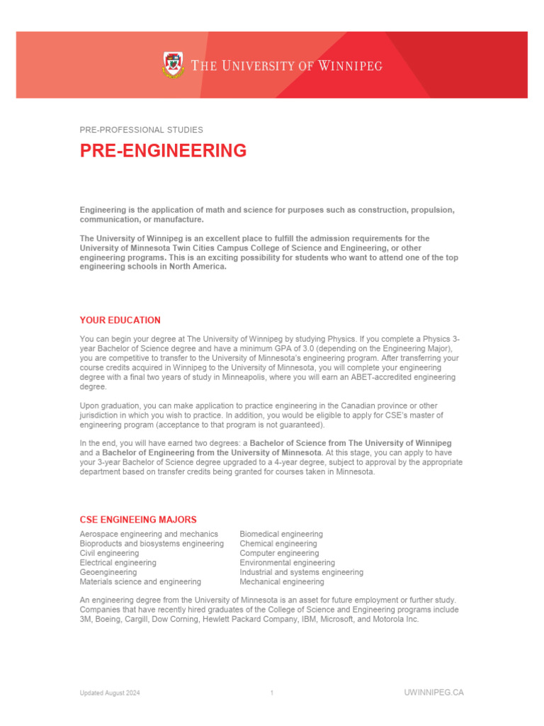 Factsheet Pre Engineering | PDF | Engineering | Academic Degree
