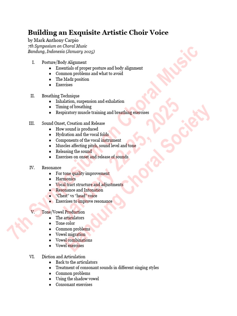 Building An Exquisite Artistic Choir Voice (Handout) | PDF