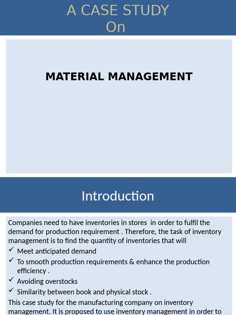 Material Management Case Study | PDF | Scrap | Inventory