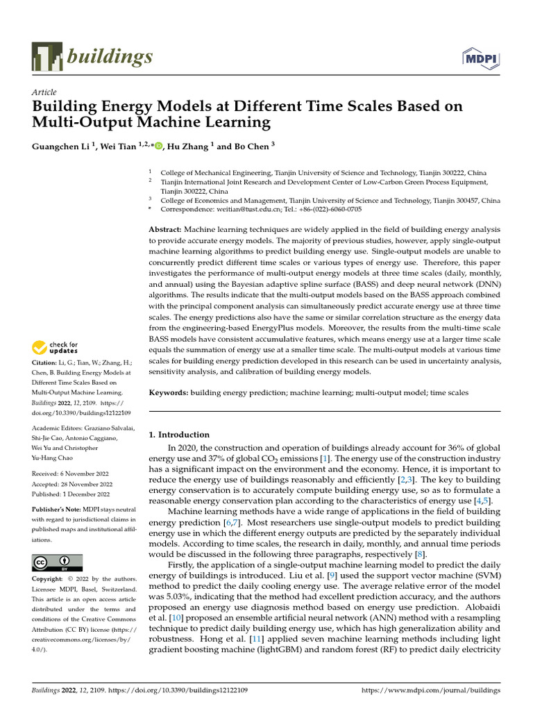 Building Energy Models at Different Time Scales Based on Multi-Output ...