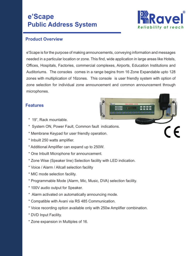 PA eScape-Datasheet | PDF | Microphone | Amplifier