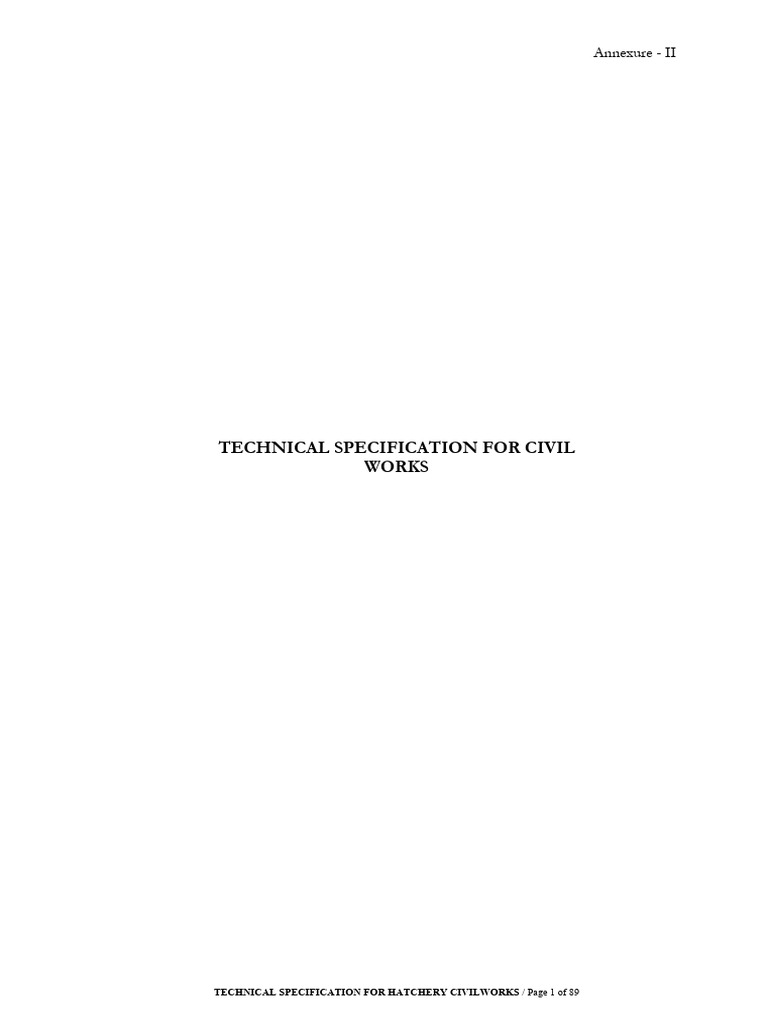 Annexure - II Technical Specifications For Civil Works | PDF ...