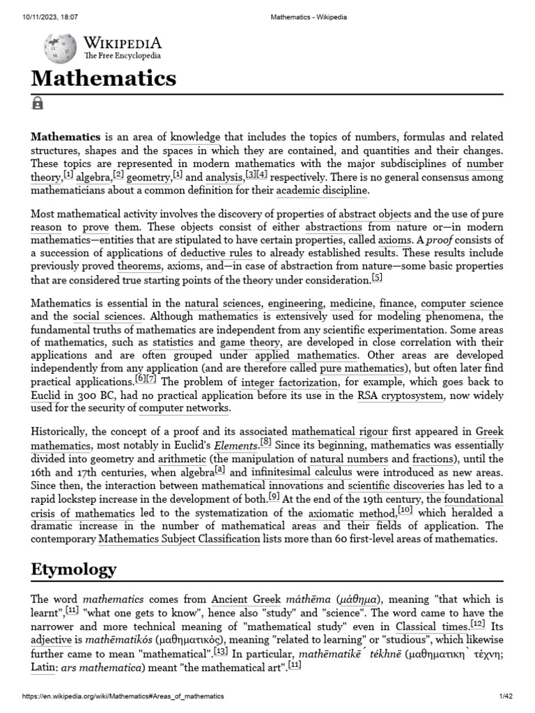 Mathematics - Wikipedia | PDF | Mathematics | Geometry