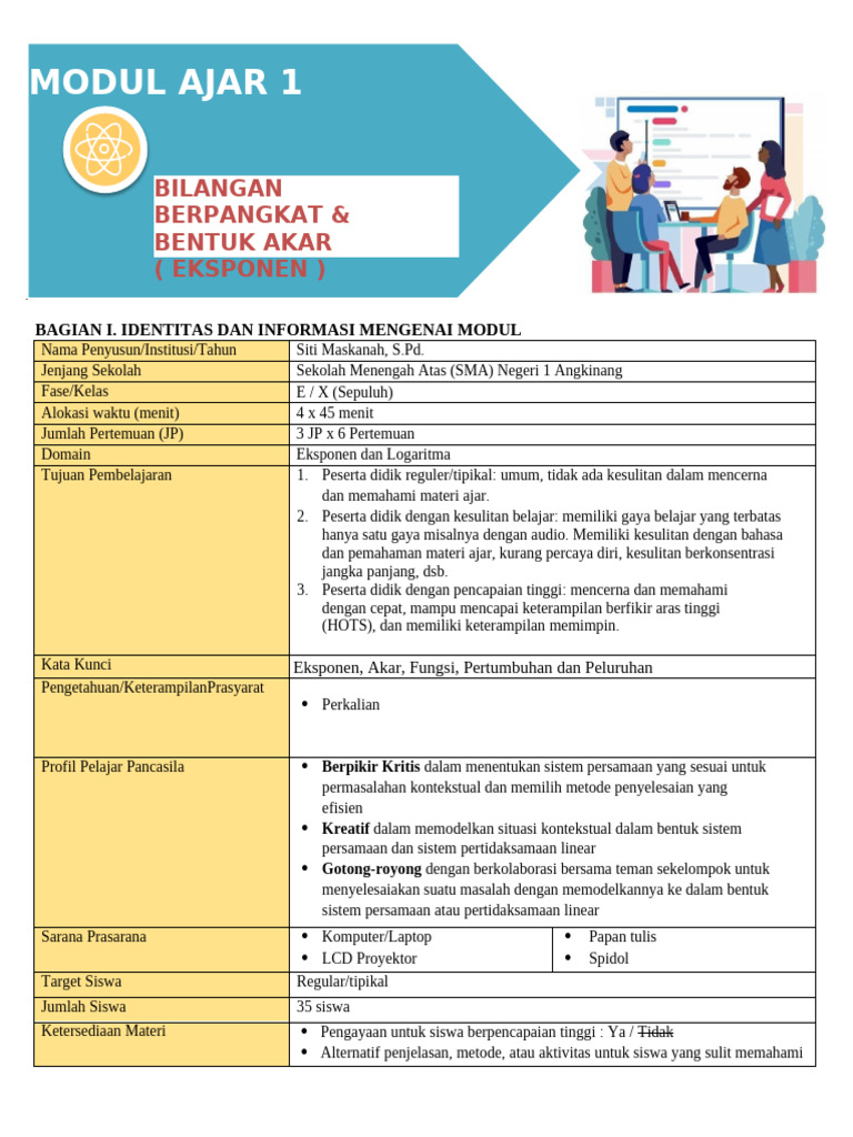 Modul Ajar 1 Bilangan Berpangkat Dan Logaritma | PDF