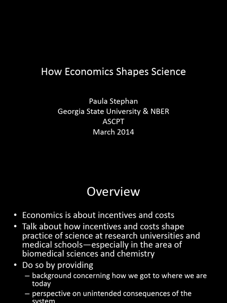 How Economics Shapes Science - Stephan 1dxay4y | PDF | National ...