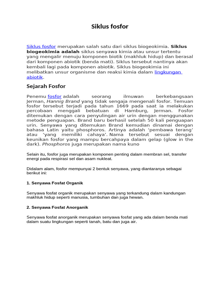 Siklus Fosfor | PDF