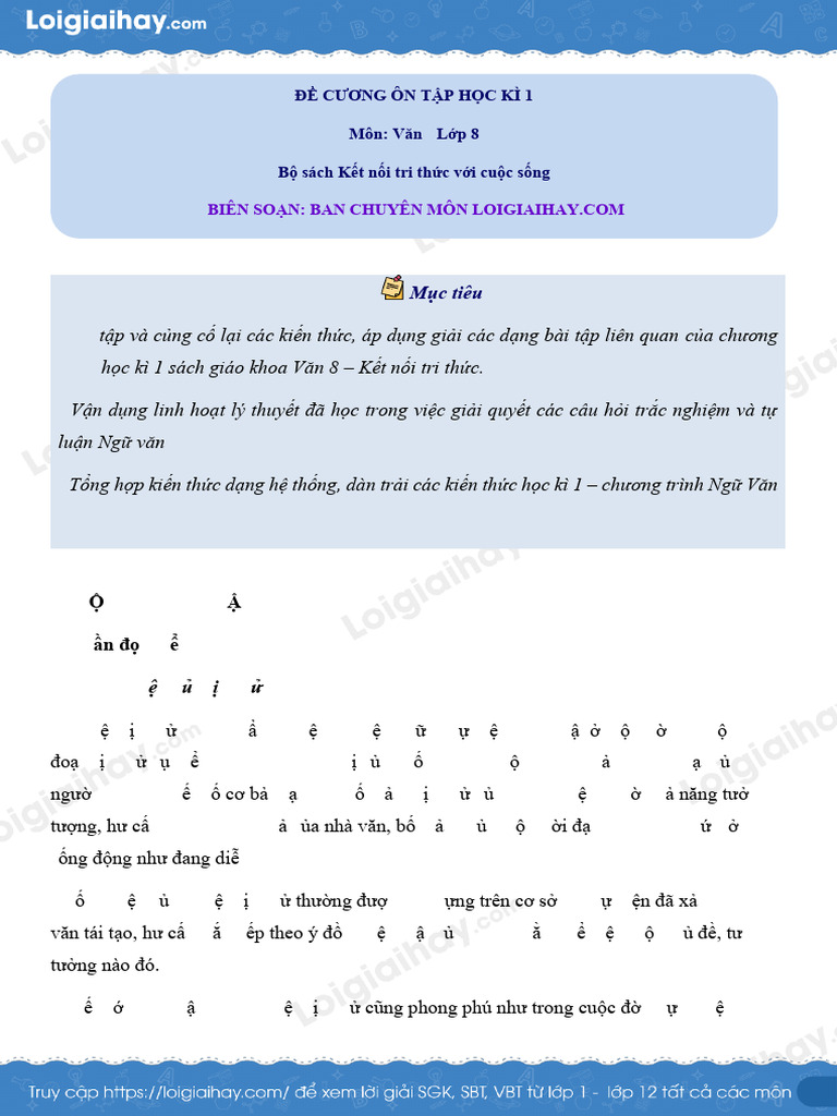 De Cuong On Tap Hk1 Van 8 Ket Noi Tri Thuc Co Dap An Pdf