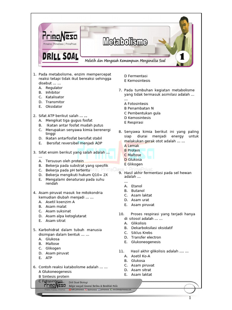 LATIHAN SOAL Metabolisme | PDF