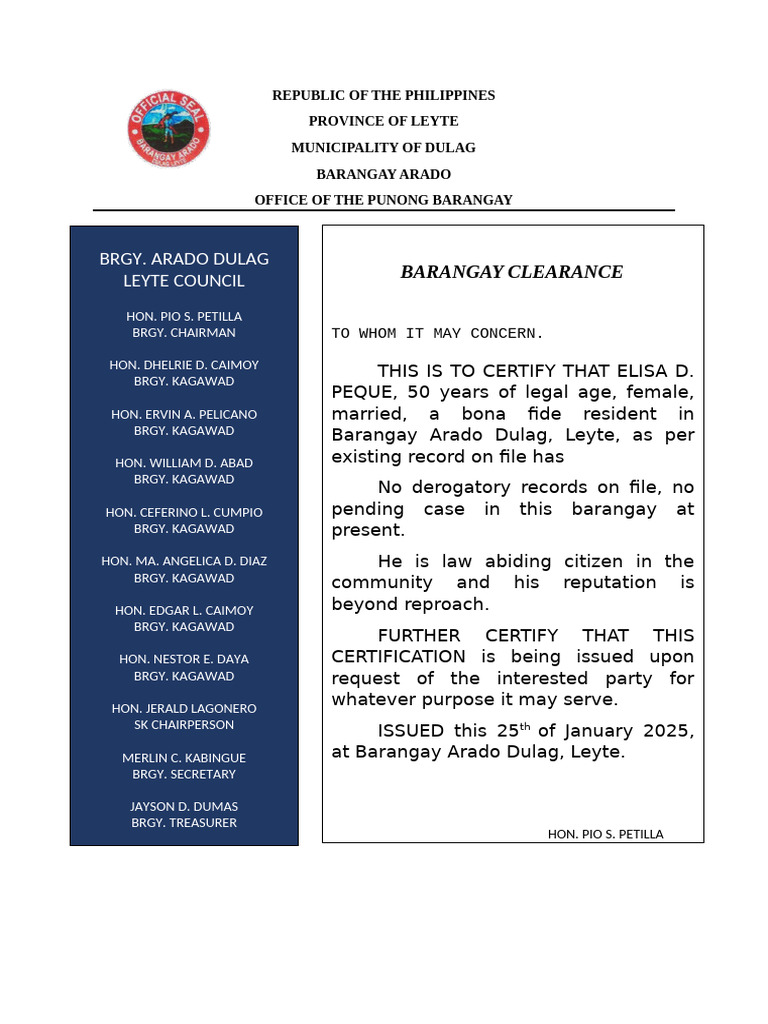 Certificate of Clearance | PDF