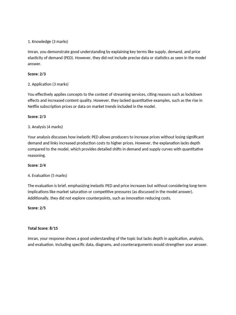 Feedback On 15 Mark Question-Edexcel Economics | PDF