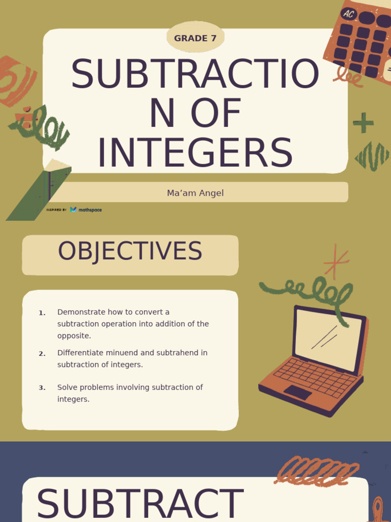 Subtraction of Integers Explained | PDF