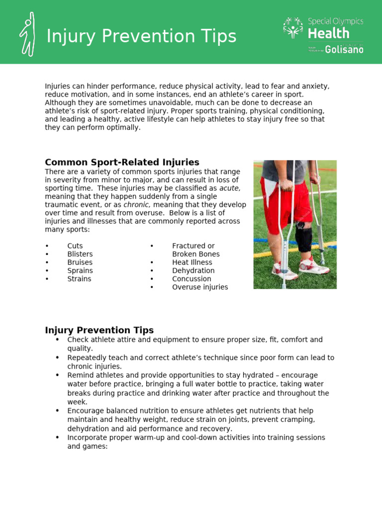 Injury Prevention Tips 2019 | PDF | Physical Fitness | Clinical Medicine