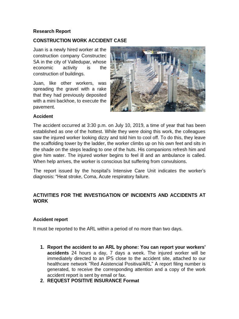 Case of Construction Work Accident | PDF | Occupational Safety And ...