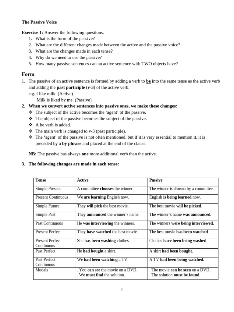 The Passive Voice | PDF | Verb | Grammar