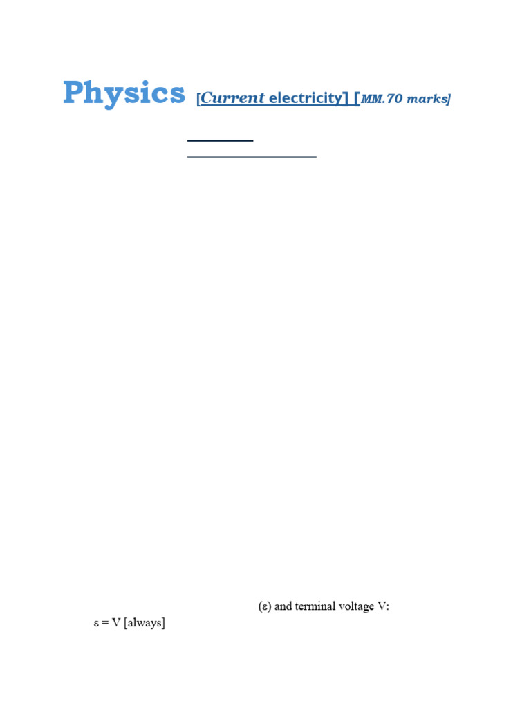 Current Class 10 WS1 | PDF | Voltage | Electrical Components