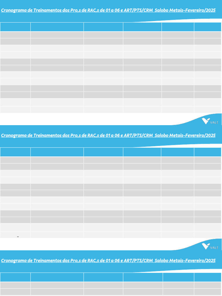 Treinamentos RAC e ART/PTS/CRM Fevereiro 2025 | PDF