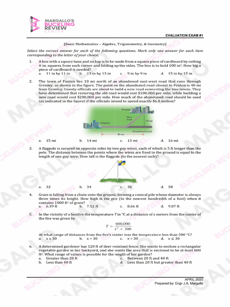 Eval Exam 1 - Basic Math - Unlocked | PDF